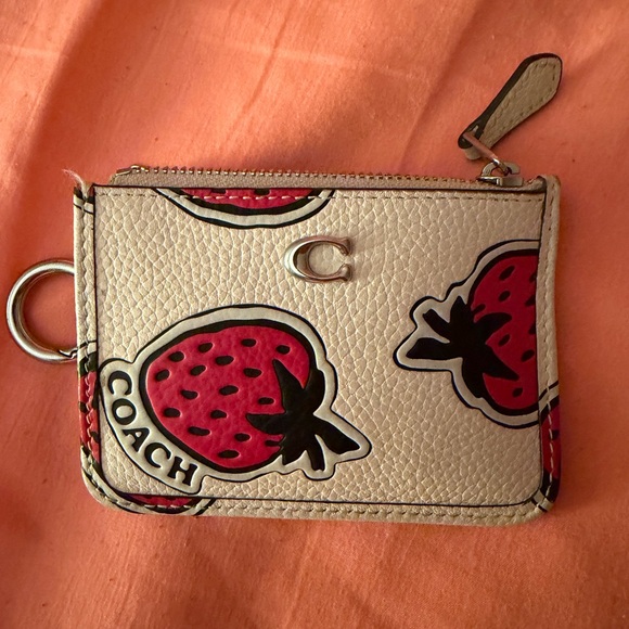 Coach | Accessories | Coach Cream And Red Strawberry Card Case | Poshmark